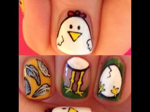 Cute Little Chicken Nail Art Tutorial - YouTube