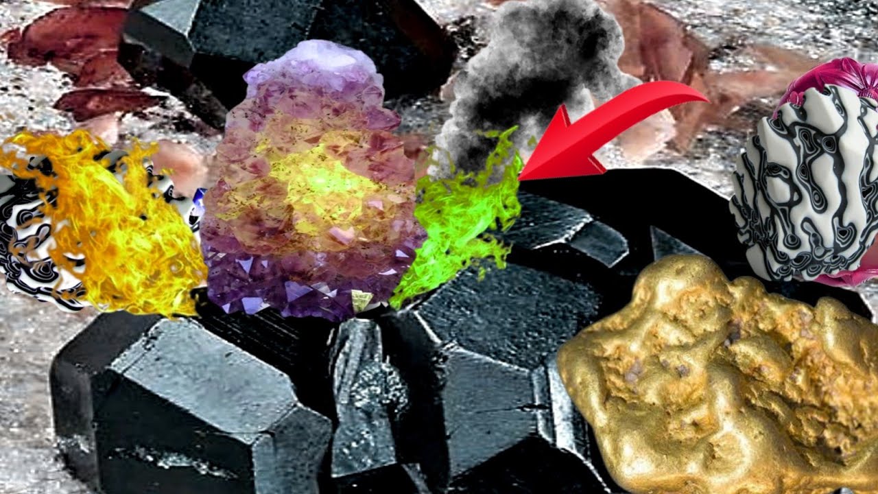 Treasures of diamonds, pearls and gems within natural rocks - YouTube