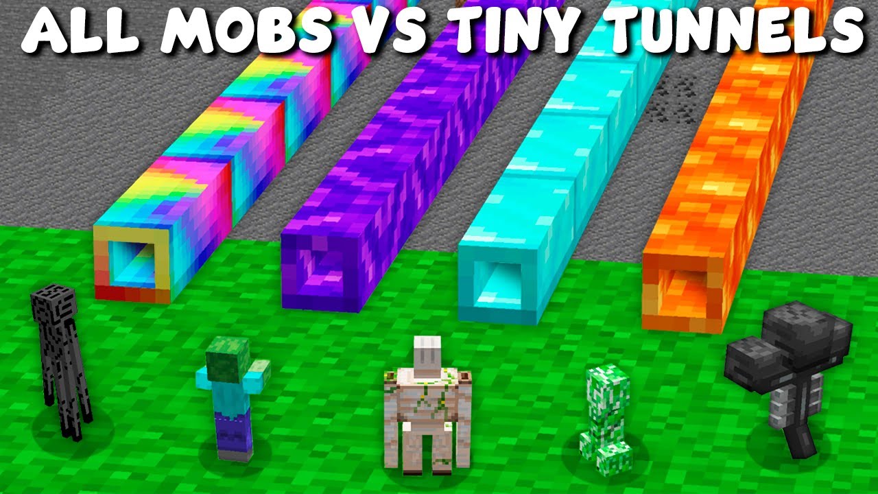 ALL MOBS vs SECRET TINY TUNNELS in Minecraft ! ALL MOB FOUND MINI ...