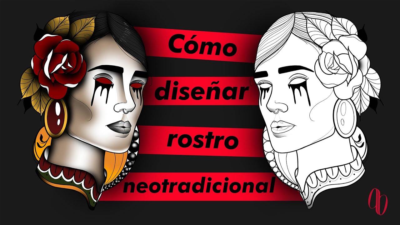 Diseño rostro neotradicional a color / how to design a neotraditional ...