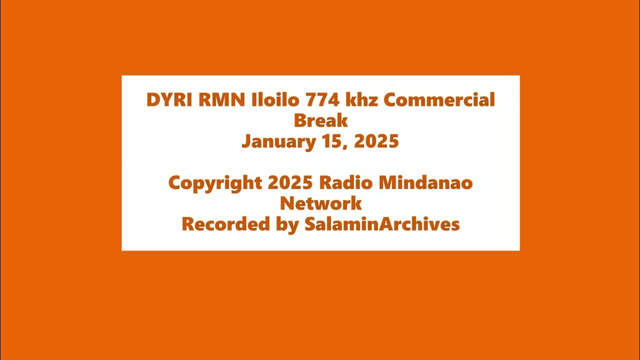 DYRI RMN Radyo Iloilo 774 khz Commercial Break (1/15/2025) - YouTube