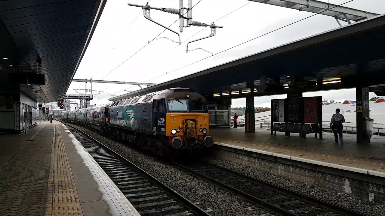 Class 57 310 dragging 387 138 through Reading - YouTube