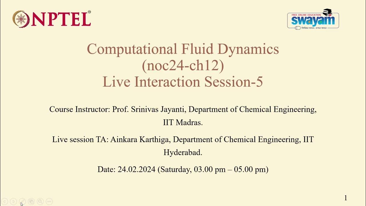 NPTEL-Computational Fluid Dynamics (Jan - 2024) Problem solving session Week-5 - YouTube