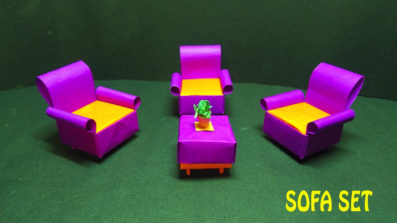 Origami Sofa Set | Origami tutorial | Paper craft - YouTube