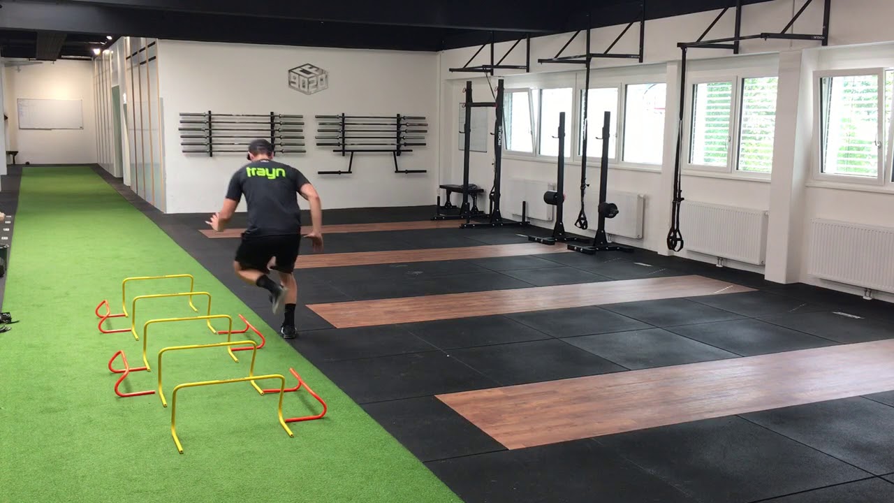 HURDLE JUMPS WITH SINGLE LEG LATERAL JUMP AND STICK - YouTube