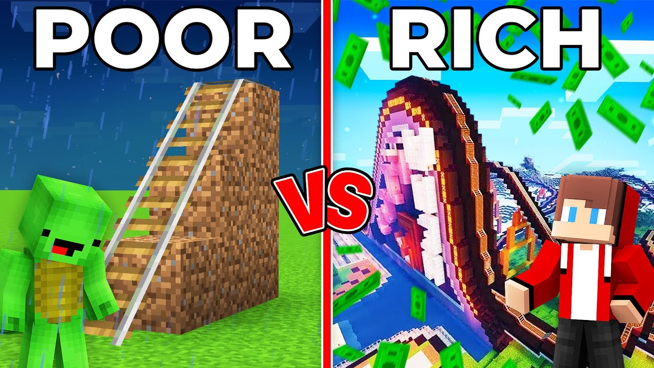 Poor Mikey Roller Coaster vs Rich JJ Roller Coaster Survival Battle in ...