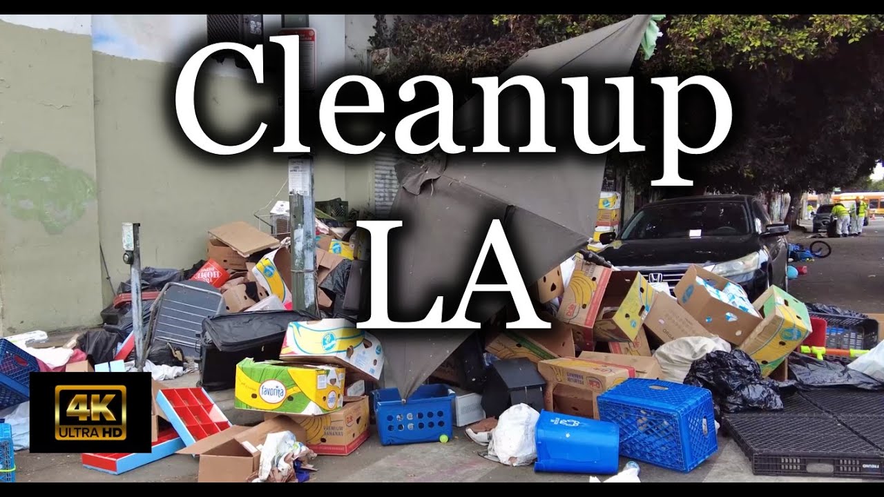 Cleanup LA Downtown Los Angeles Homeless Skid Row🚮 - YouTube
