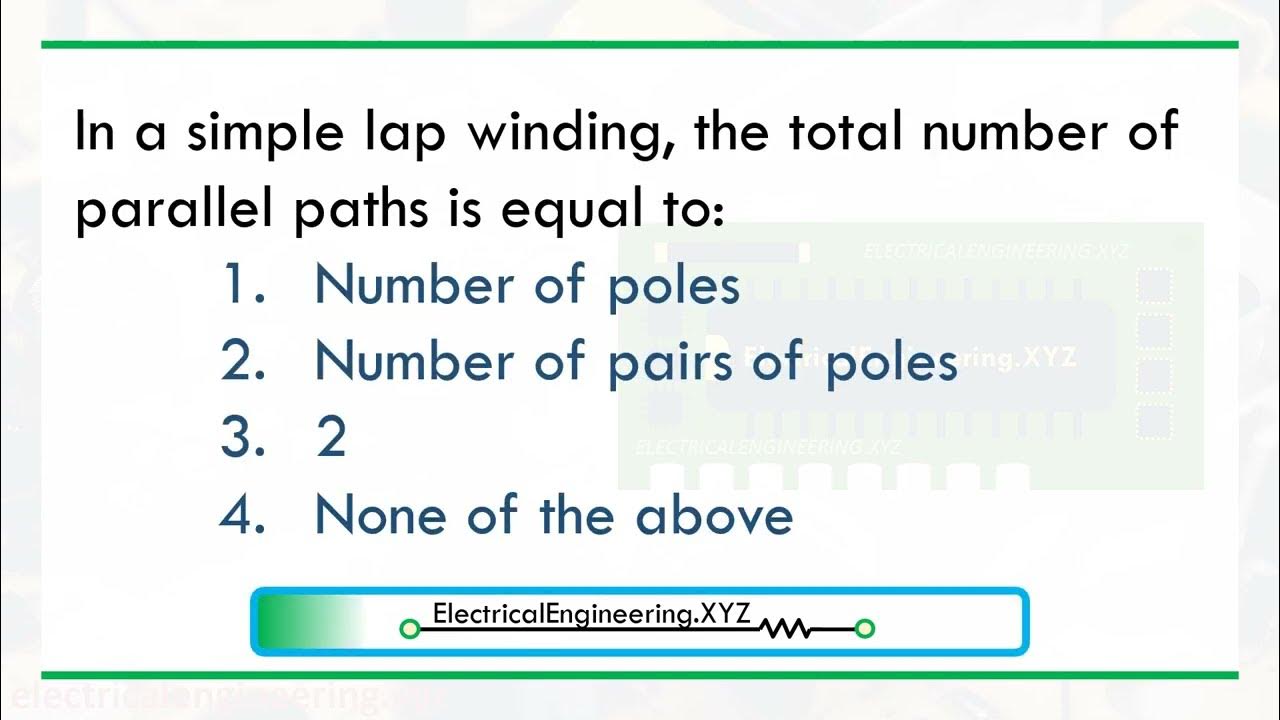 In a simple lap winding, the total number of parallel paths is equal to - YouTube
