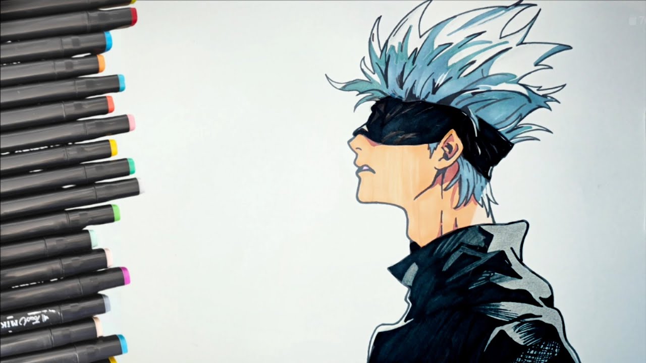 Gojo Satoru from Jujitsu Kaisen | Easy anime tutorial | How to draw ...