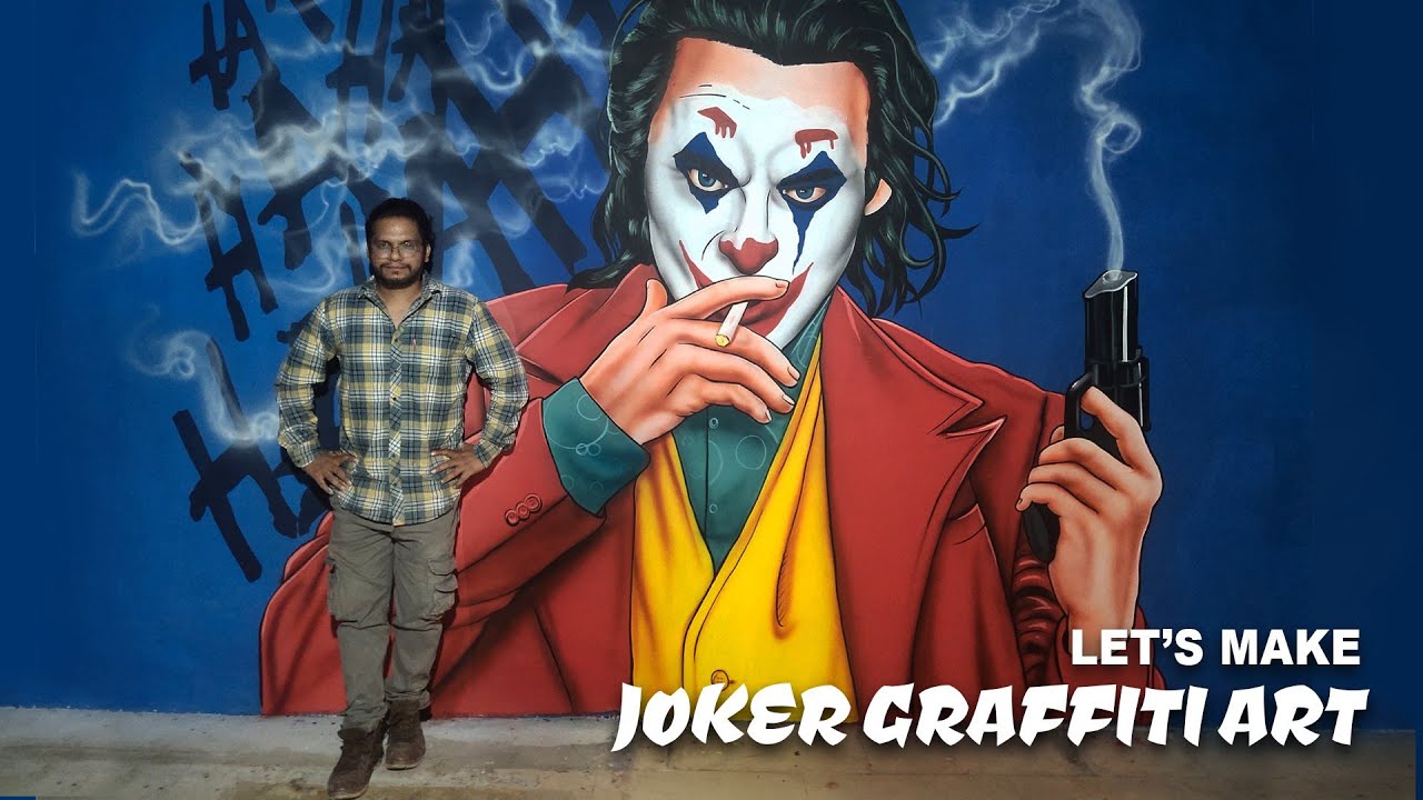 How to make joker graffiti wall art kaise banay | Graffiti all art ...