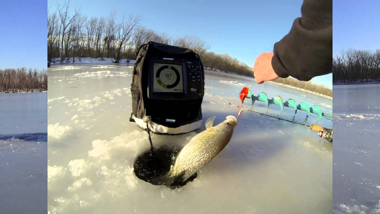 First Ice Crappie Jigging with Humminbird 597 - YouTube
