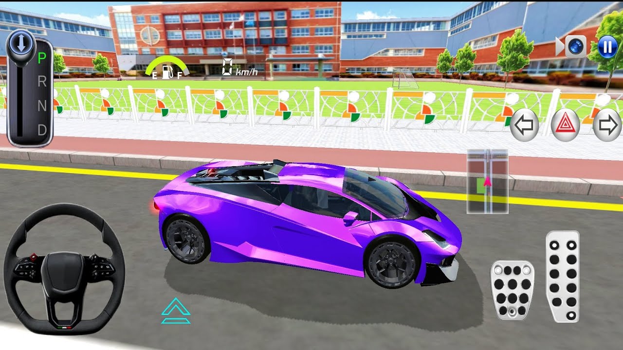 new cars in 3d driving class game - driving purple colour Lamborghini ...