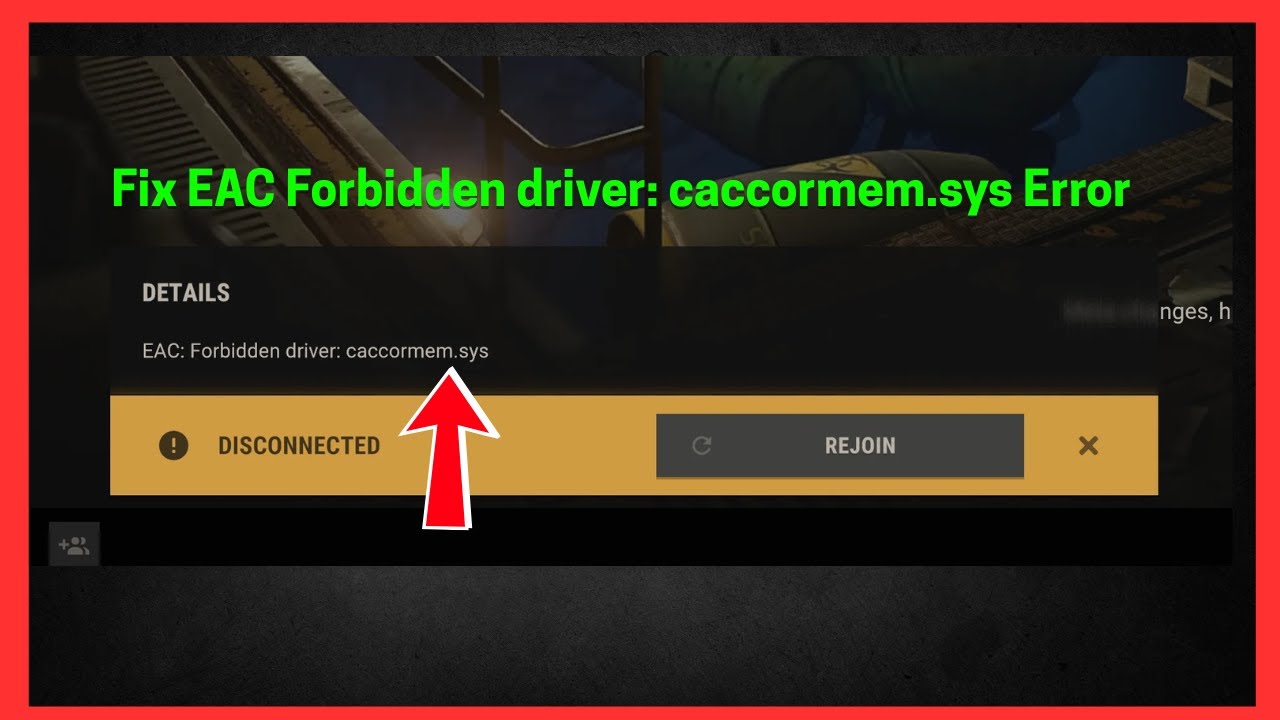 Fix EAC Forbidden driver: caccormem.sys Error in Rust - YouTube