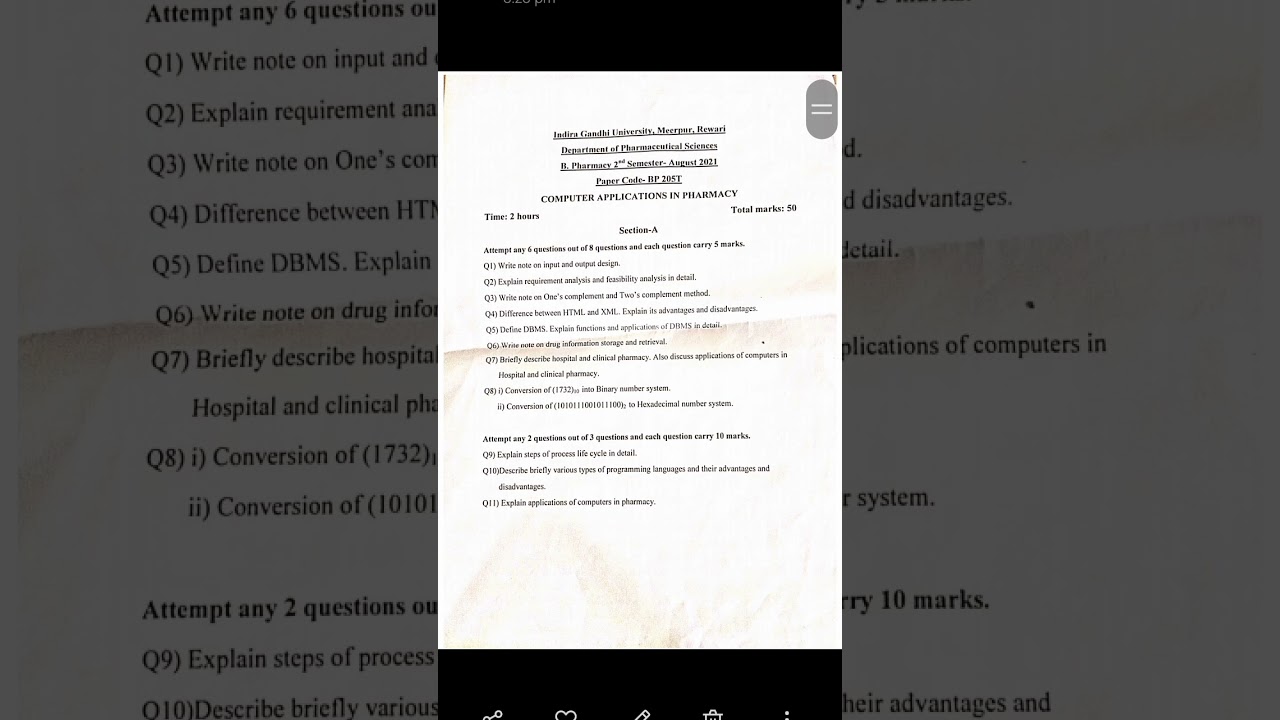 2021 final exam computer application 2nd sem - YouTube