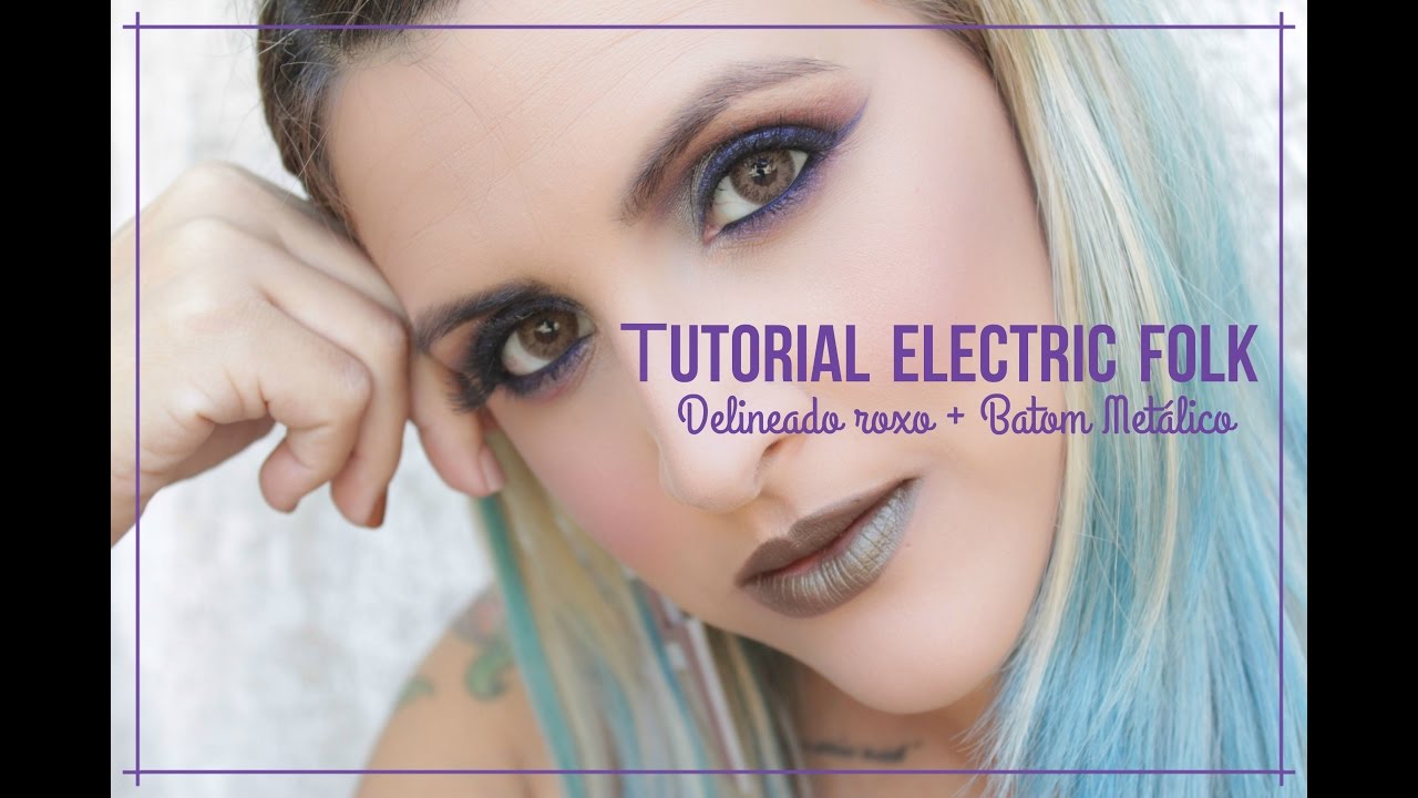 Tutorial: Electric Folk - Delineado Roxo e batom Matte Metálico | Sarah Cadosh - YouTube