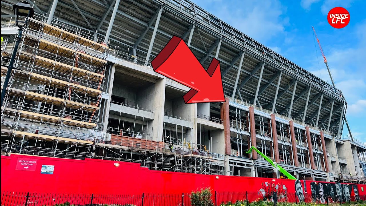 THE BRICK IS UNDERWAY! Anfield Road Stand Update! Brickwork ...