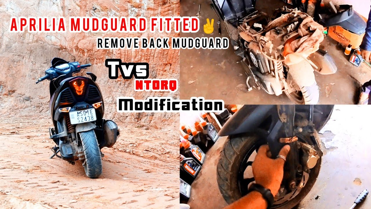 Ntorq modification||Aprilia mudguard fitted||Ntorq back mudguard remove||ntorq modification 😍 ...