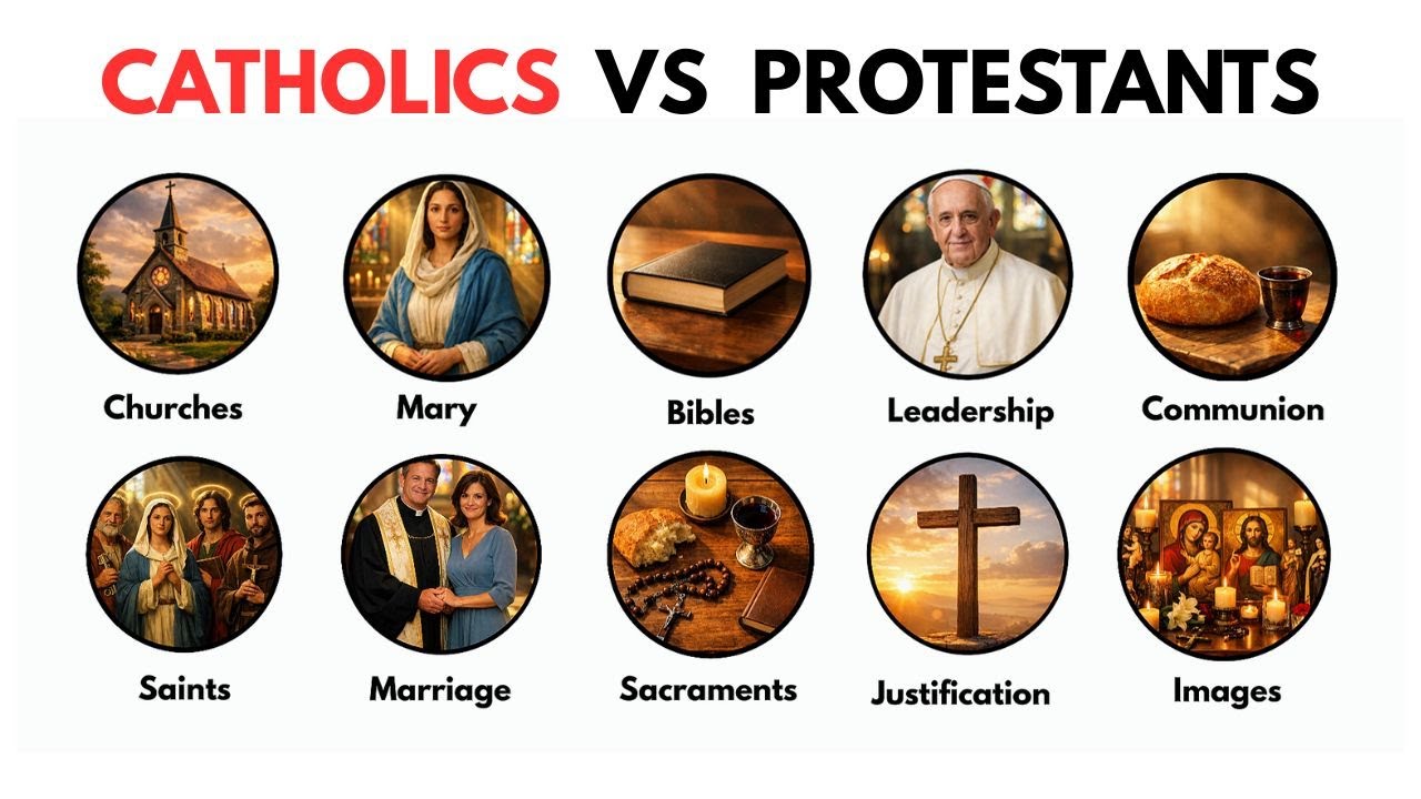10 Differences between Catholics and Protestants - YouTube