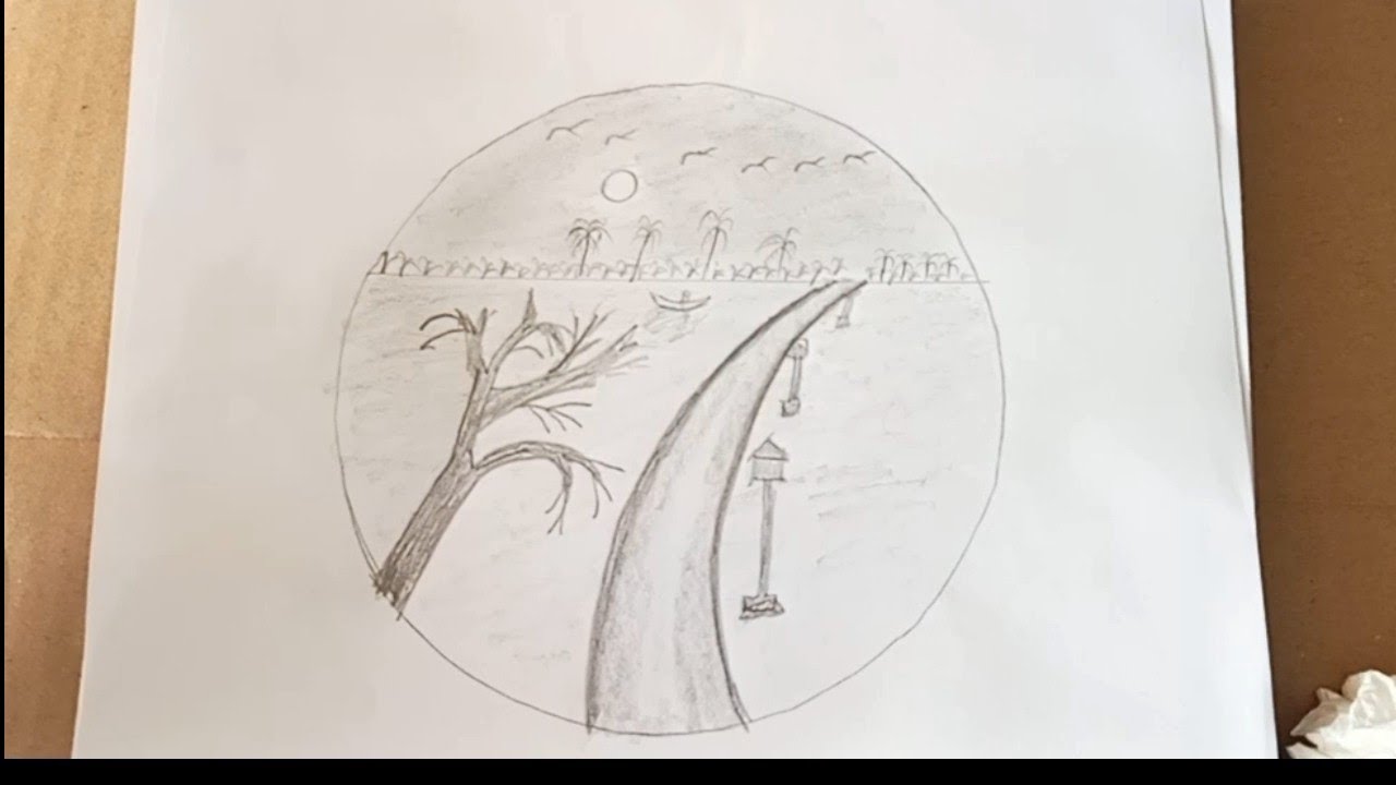 How to drawing afternoon on the street go to home - YouTube