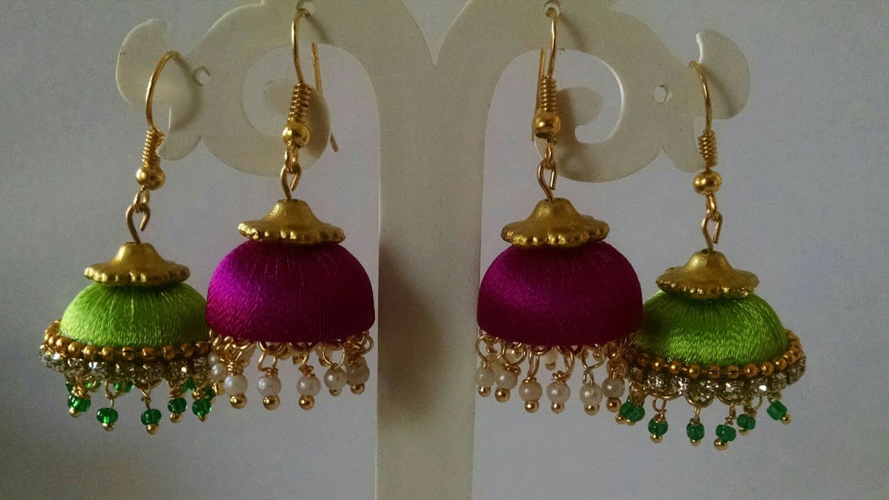 Kalar-14|| Silk thread jumka || silk thread jumka with loreals || DIY ...