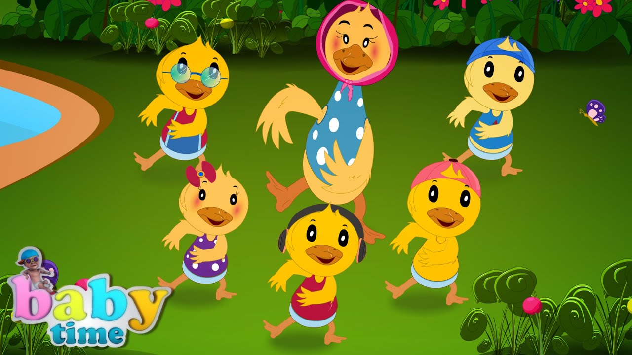Five Little Ducks Nursery Rhyme With Lyrics | Sing Along Songs for ...
