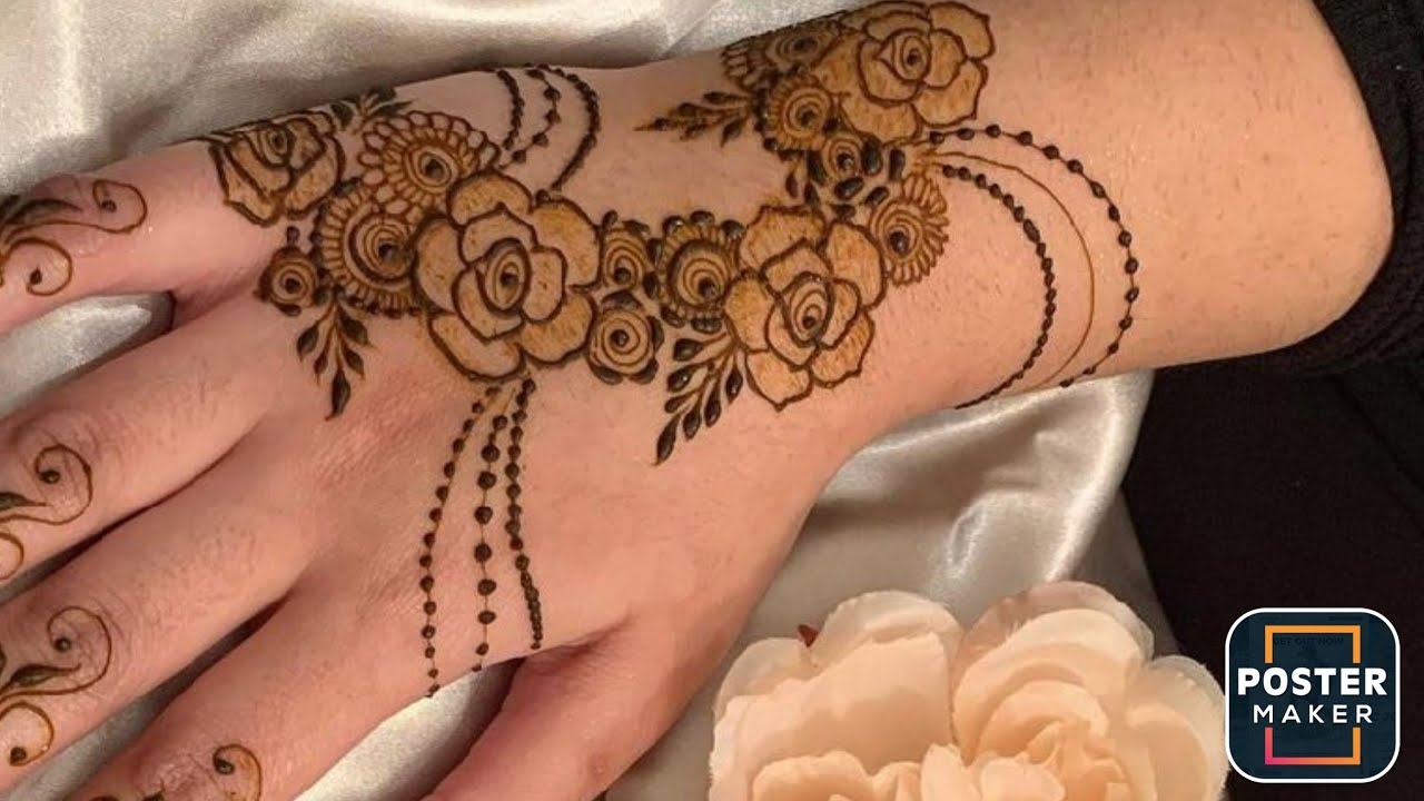 Easy rose Mehndi design back side | Rose Mehndi designs for hands ...