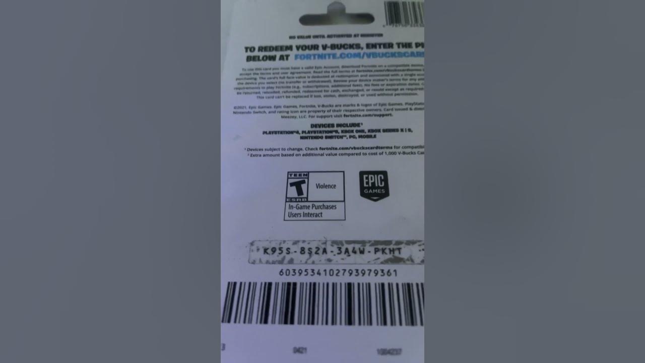 5,000 vbucks card - YouTube