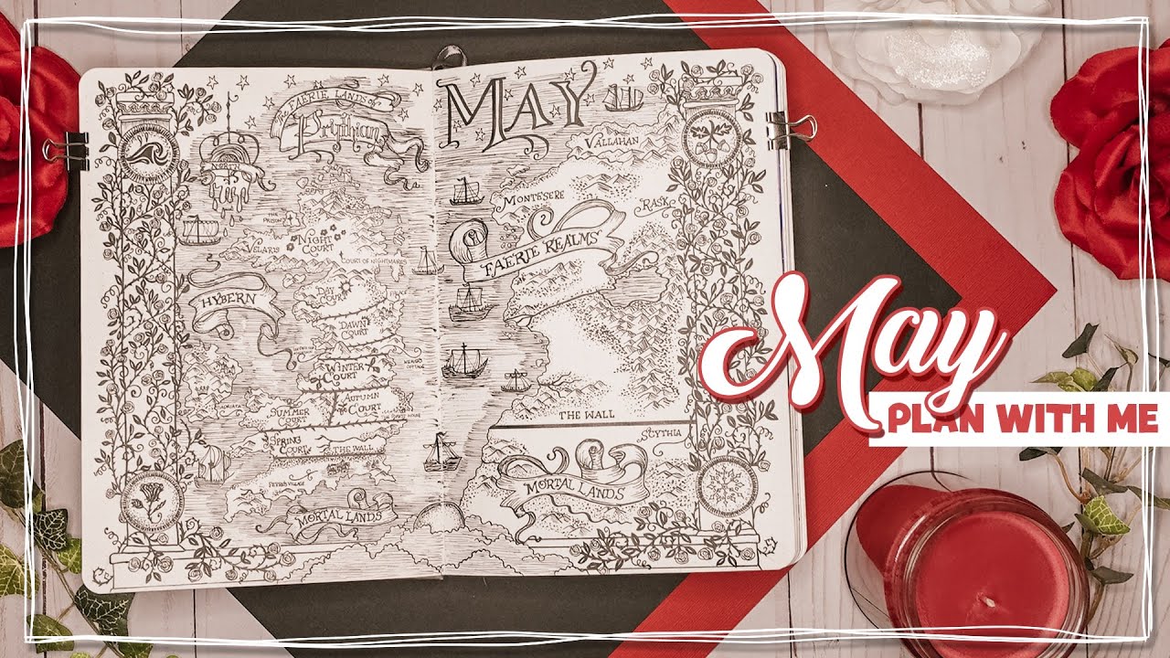 may 2021 bullet journal set up || a court of thorns and roses 🌹 - YouTube
