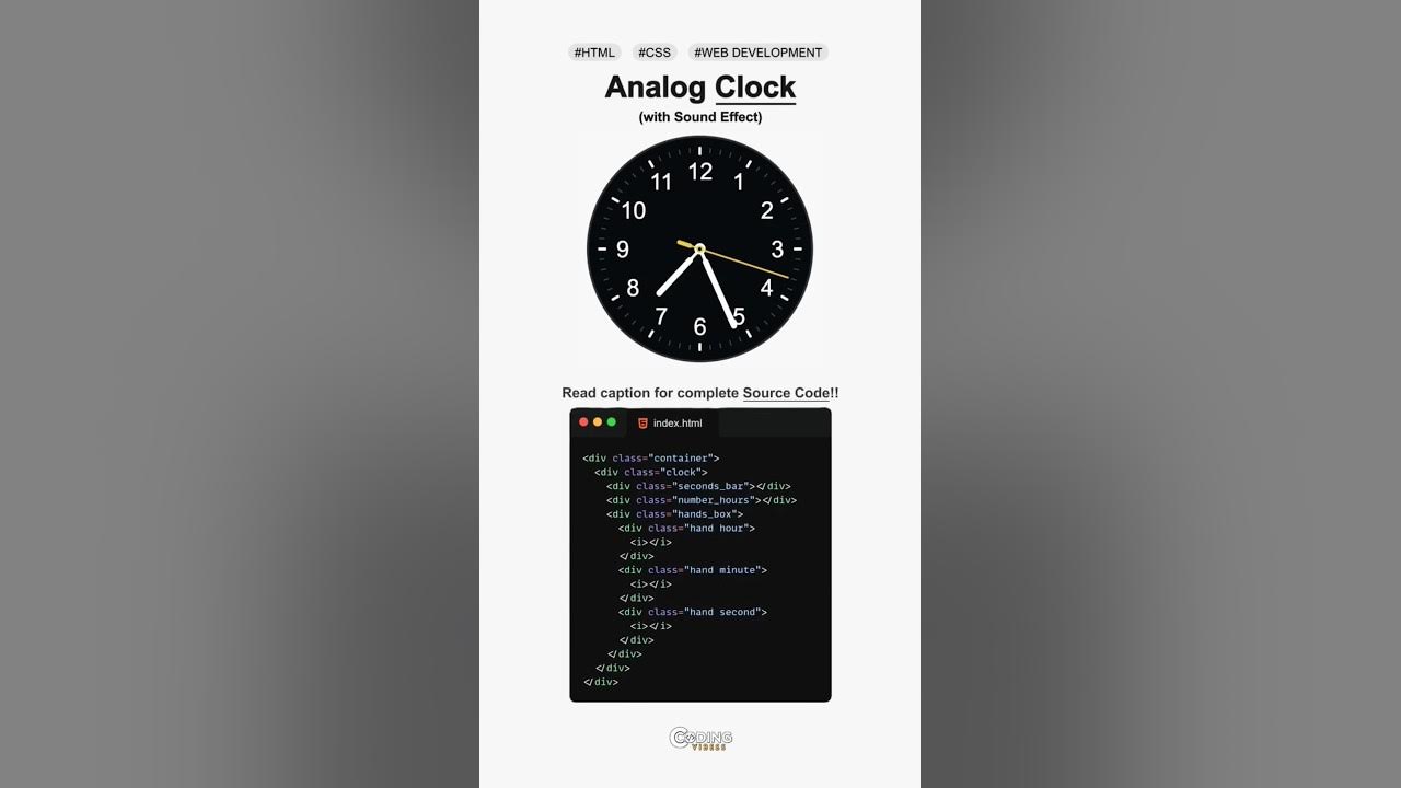 Analog Clock Design By Html Css Webdevelopment Html Css Shorts Viralshorts Youtube