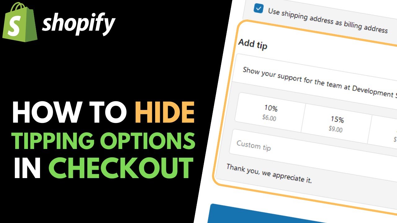 Shopify: How to Hide Tipping Options in One-page Checkout - YouTube