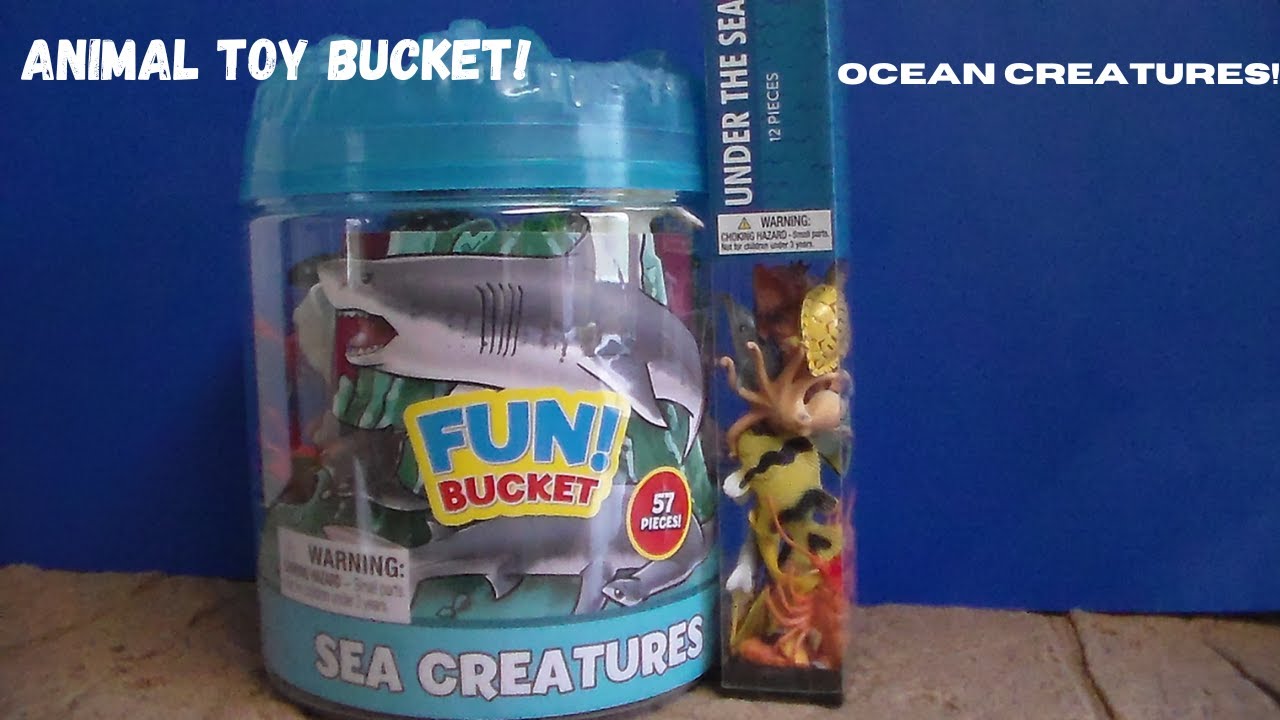 57 PCS OCEAN CREATURE FUN BUCKET ANIMAL TUBE TOY REVIEW! Octopus Shark ...