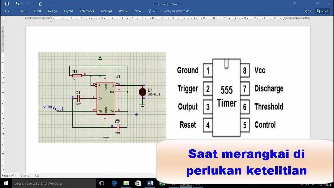 simulasi rangkaian timer ic 555 di proteus 8 - YouTube