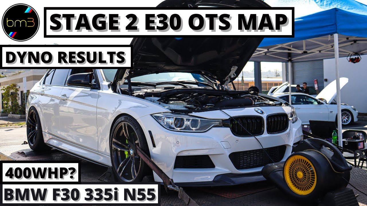 Dyno Results with Bootmod3 Stage 2 E30 OTS Map! | 400Whp FBO BMW F30 335i N55 EWG? - YouTube