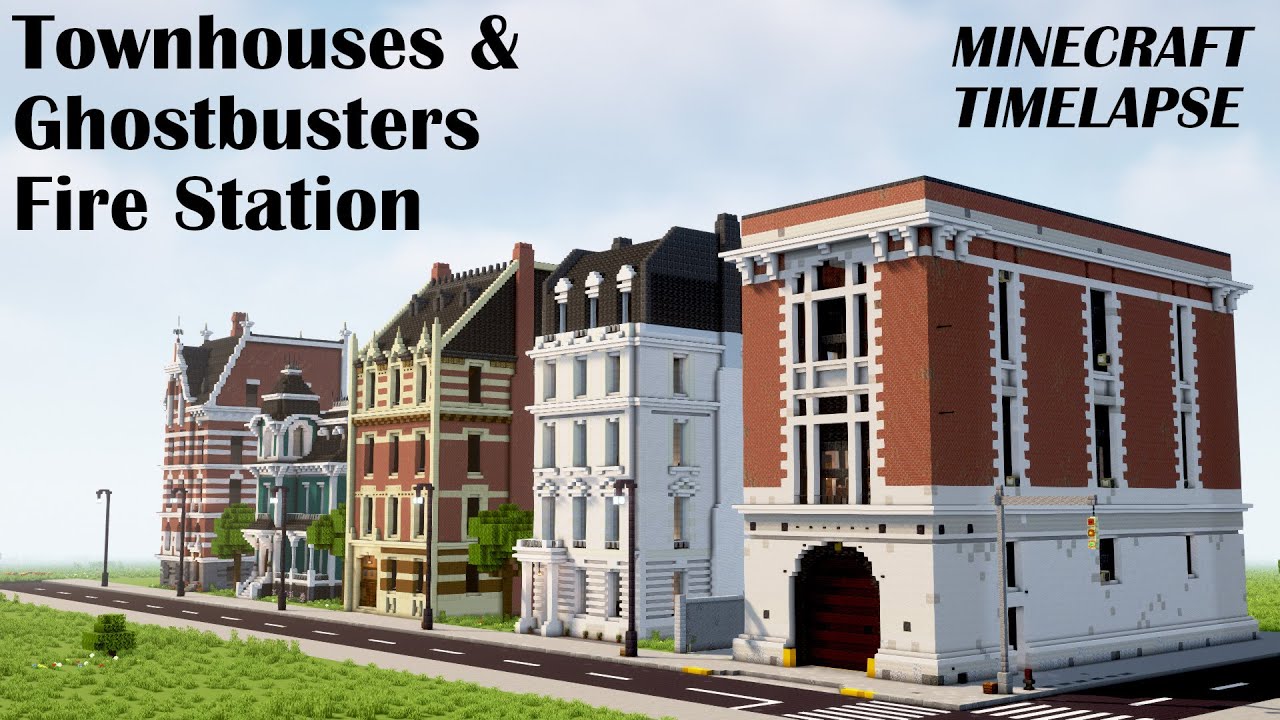 Townhouses and the Ghostbusters Fire Station in Minecraft - YouTube