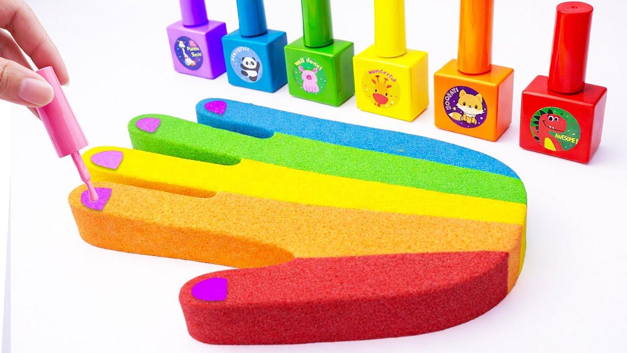 Satisfying Video | How To Make Rainbow Hand With Kinetic Sand Cutting ...
