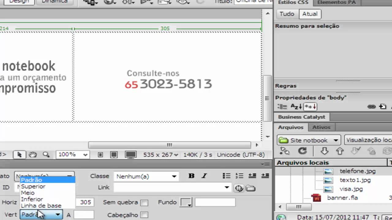 Curso De Dreamweaver Cs6 Diagramação Do Site Aula 15 Youtube