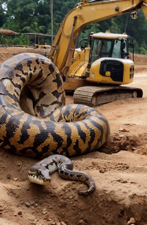 Shocking Excavator-Python Encounter!#giantpython #naturesurprise # ...
