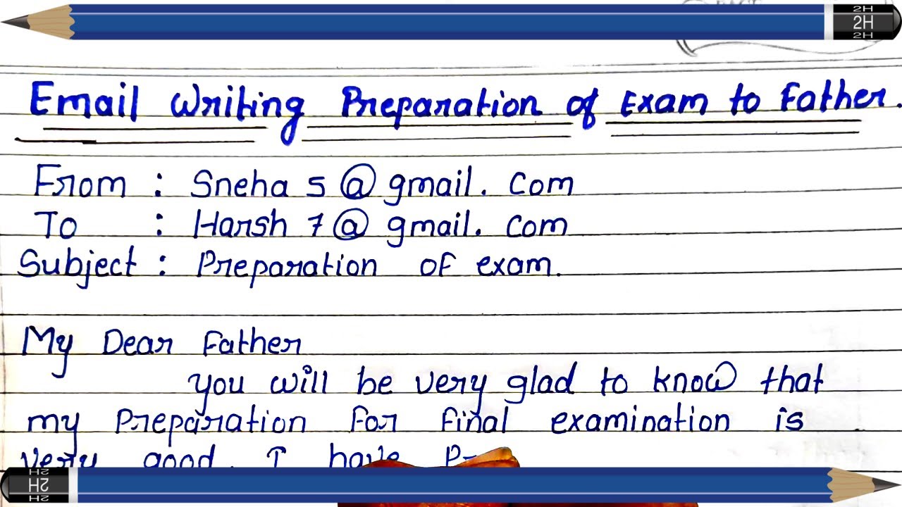 Email writing preparation of exam to father | email writing | letter writing | email to your ...