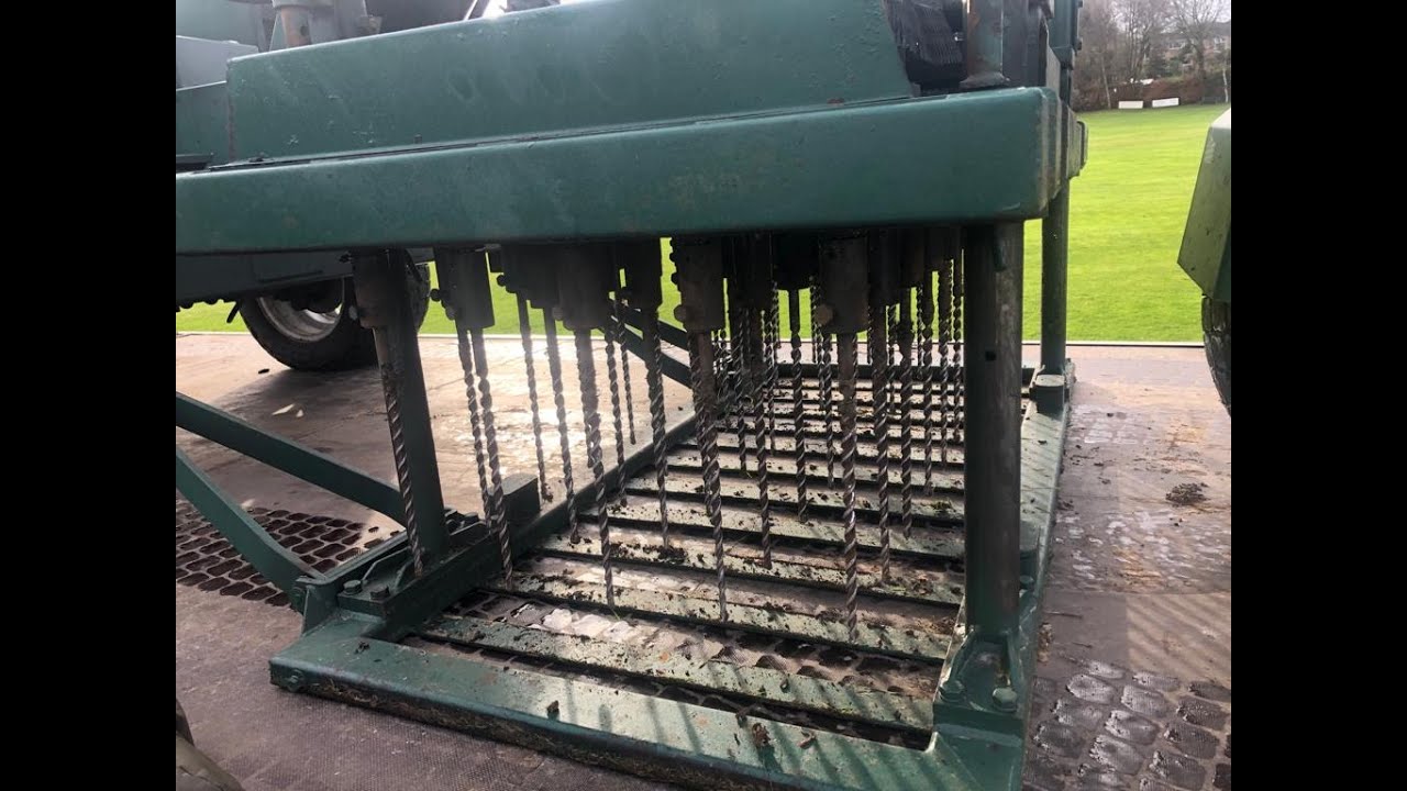Deep Drill Aeration at Sandiacre CC - YouTube