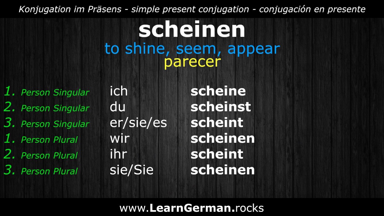 Learn German Verbs scheinen ⇔ to shine ⇔ parecer Aprender Alemán | DE ⇔ ...