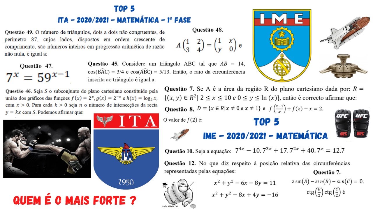 ITA VS IME Brazil - TOP 5 - Matemática [Quem é o mais forte] - YouTube