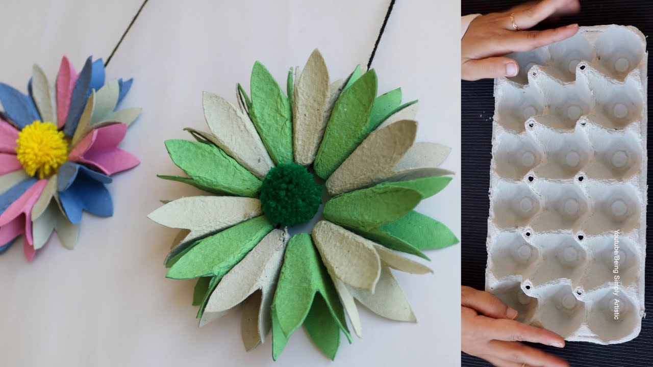 Easy Way To Make Egg Tray Flower Wall Decor Egg Tray Craft Paper easy-way-to-make-egg-tray-flower-wall-decor-egg-tray-craft-paper
