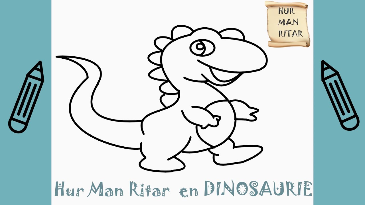 Hur Man Ritar en DINOSAURIE | Rita Det Själv | Lär dig att rita enkelt ...