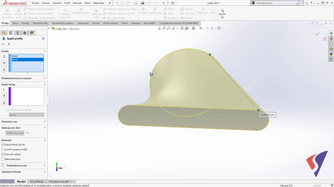 Úseky skici - SOLIDWORKS tipy česky - cz / sk - YouTube