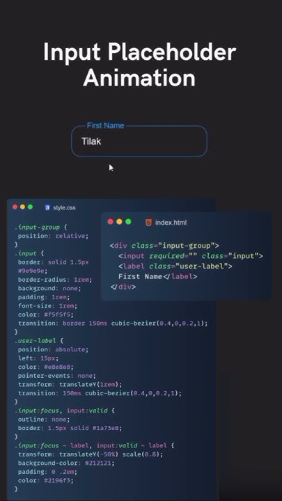 Input placeholder animation using pure CSS #htmlcss #csstips #coding #shorts #viral - YouTube
