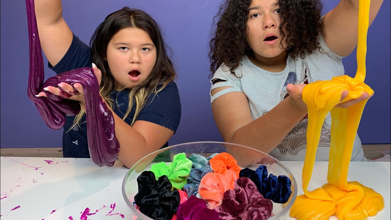 Colored Scrunchies Pick My Slime Ingredients Challenge - YouTube