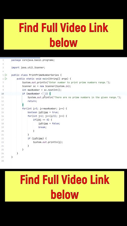 Print Prime Number Series From 0 To Given Number Java Javaprogramming Youtube