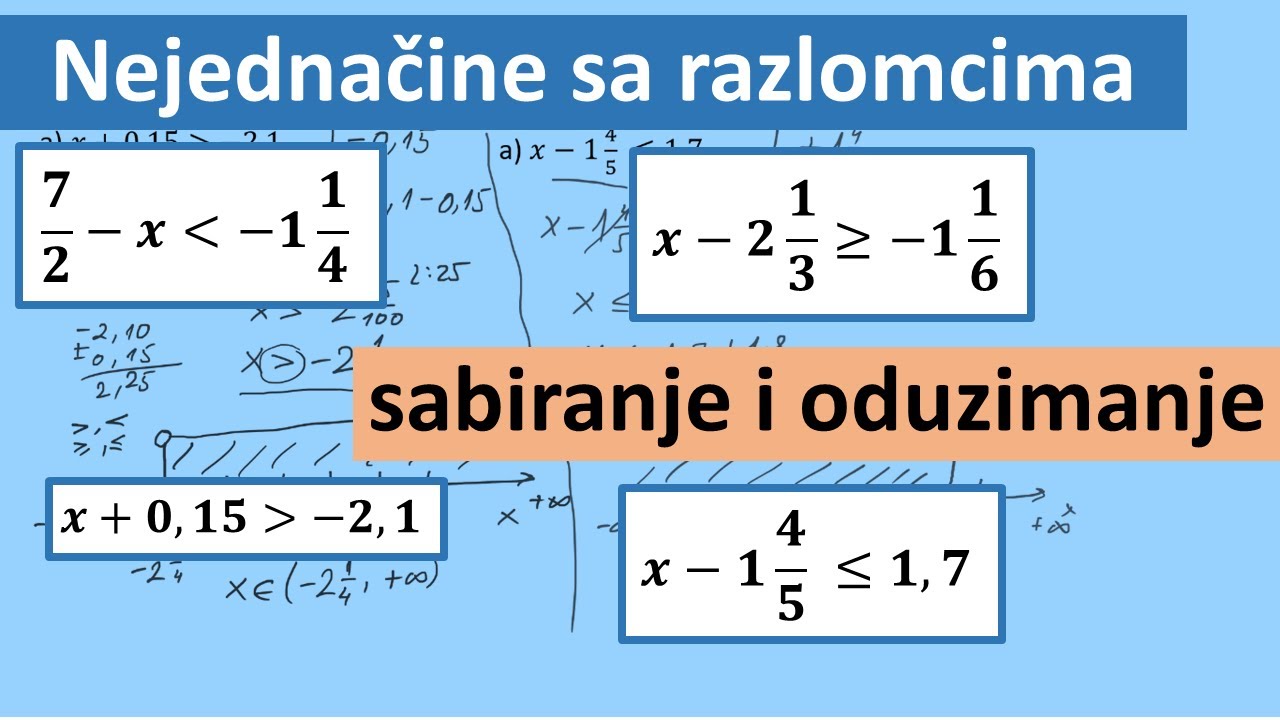 Nejednačine sa razlomcima u vezi sa sabiranjem i oduzimanjem - YouTube