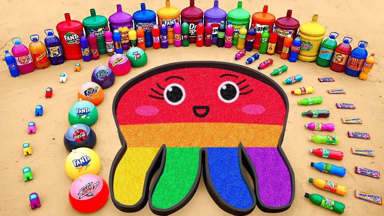 How to make 🐙 Octopus Rainbow with Slime, Orbeez, Fanta, Monster, Coca ...