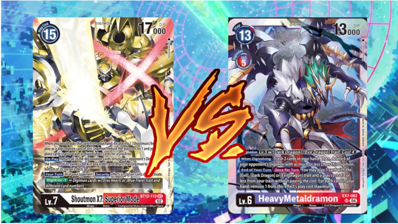 Shoutmon X7 Superior Mode VS HeavyMetaldramon BT19 (DIGIMON TCG) - YouTube